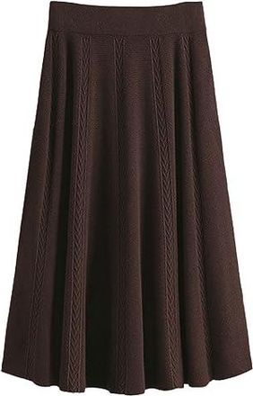 Generic Jupes longues blanches pour femmes | Jupes pour femmes | Jupe dhiver &agrave; taille &eacute;lastique - Jupe midi de couleur unie - Jupe thermique en tricot chaud -