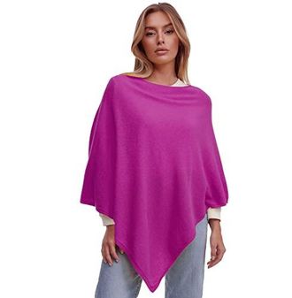 Glamexx24 Poncho Femme Élégant Châle Cape en Maille Fine Chaud Tricoté Cape Pour le Printemps Automne