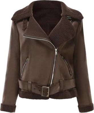 Generic Vestes dhiver pour femmes manteau de veste en simili cuir en daim