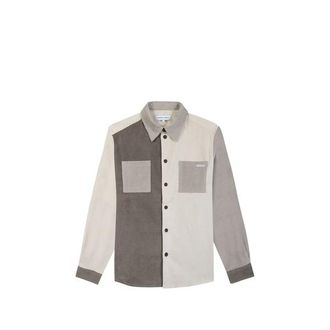 Maison Labiche Chemise droite col classique en coton m&eacute;lang&eacute;