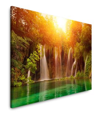 Paul Sinus Art Wasserfall 120x 80cm Inspirierende Fotokunst in Museums-Qualit&auml;t f&uuml;r Ihr Zuhause als Wandbild auf Leinwand in