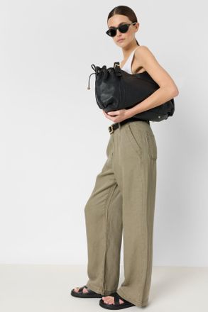 Gerard Darel Pantalon droit en lyocell et lin - AZILIA - Vert Kaki