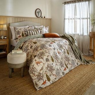 furn. Wylder Fable Bettbezug-Set, wendbar, weiche Baumwolle, reichhaltig, gem&uuml;tlich, festlich (Weidengr&uuml;n - Super-Kingsize-Bett)