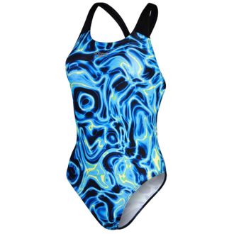 Speedo Allover Digital Badeanzug f&uuml;r Damen, Schwimmen (Blau/Schwarz)