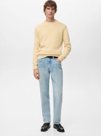 Mango Pull en maille 100 % laine italienne jaune pastel - Homme - XXL - MANGO MAN