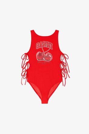 Ganni Maillot de bain &agrave; imprim&eacute; cerise - Taille L Rouge - Pour Femme