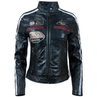 Aviatrix QOOC Veste de motard tendance en cuir v&eacute;ritable pour femme, Noir, XL