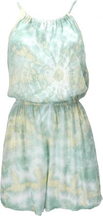Guru Shop Kurzer Luftiger Batik Overall im Boho Style, Einteiler - Mint, Damen, Synthetisch