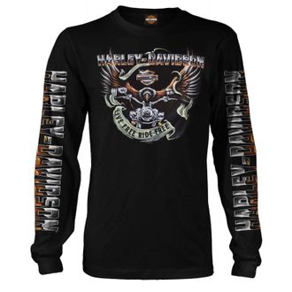 Harley-Davidson Harley-Davidson Military - Mens Black Long-Sleeve Eagle Graphic T-Shirt - Kadena Air Base | Eagle Ride