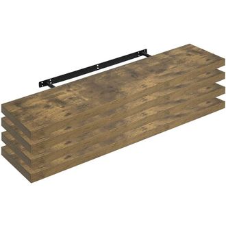 Woltu Woltu - tag&egrave;re Murale Lot de 4, &Eacute;tag&egrave;re Suspendue, &Eacute;tag&egrave;re Flottante de cd dvd, 120x23x3, 8cm Marron Rustique, RG9315hov-4