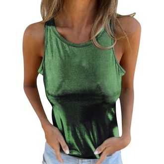 Generic Haut &agrave; paillettes pour femme - D&eacute;bardeur m&eacute;tallique de couleur unie - L&eacute;ger et imperm&eacute;able - D&eacute;contract&eacute; - Col rond - Tendance - Coupe ajust&eacute;e - Blous