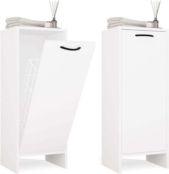Topeshop NINA - Armoire de salle de bain avec panier &agrave; linge - Blanc