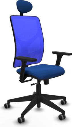 Piqueras y Crespo Sicherheitsstuhl mit 3D-Armen, h&ouml;henverstellbarer Lendenwirbelst&uuml;tze und festem Kopfteil, ausgestattet mit Syncro/Traslack und Schneideschaum, Blau/Bl