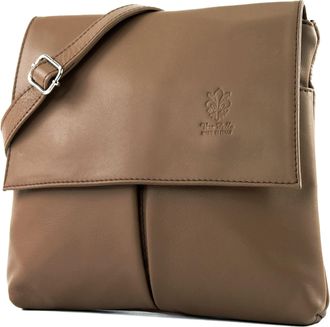 modamoda.de T63 Damen Nappaleder Umh&auml;ngetasche Schultertasche handmade in Italy, Farbe:Toffee