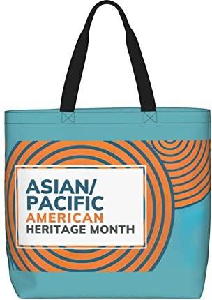 Generic Sac Fourre-Tout Mois Du Patrimoine Des Am&eacute;ricains DOrigine Asiatique Et Des Insulaires Sac Cabas Avec Poign&eacute;es Lavables Sacs En Toile Pour Femmes, Pou