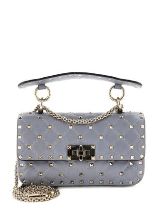 Valentino Garavani Rockstud Spike Flap Bag Quilted Leather Small crossbody bag - Bleu
