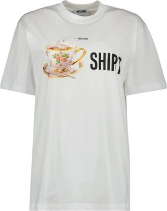 Moschino Femme, Tops, Blanc, Taille: 38 FR T-shirt Imprim&eacute; en Jersey de Coton