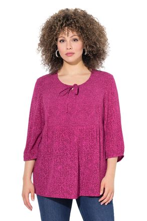 Ulla Popken Damen gro&szlig;e Gr&ouml;&szlig;en &Uuml;bergr&ouml;&szlig;en Plus Size Smokbluse, Punkte, A-Linie, Rundhals, 3/4-Arm