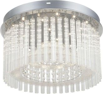 Globo Lighting Plafonnier led plafonnier chromé cristal lampe de salon, 18W, 1600lm blanc neutre, DxH 37 x 21,5 cm