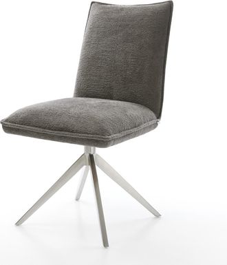 DELIFE Drehstuhl Lelio-Flex Boucl&eacute; Soft Schlamm Kreuzgestell breit Edelstahl 360&deg; drehbar Wippfunktion Taschenfederkern, Esszimmerst&uuml;hle