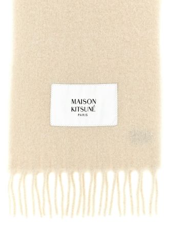 Maison Kitsun&eacute; Logo Patch Alpaca Blend Scarf - Cream