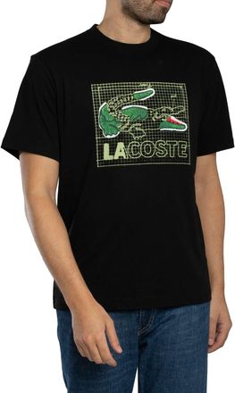 Lacoste Plan Grafik-T-Shirt, Schwarz