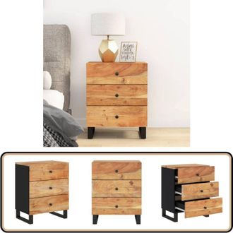 vidaXL Table de chevet 50x33x62cm Bois dacacia solide et dingénierie - Table De Chevet - Meuble Industriel - Table Nuit - Acacia Massif - Tiroir