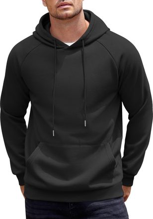 Coofandy Hoodie Herren Kapuzenpullover Warm Pullover Sweatshirt mit Kapuze Fleece Pullover Baumwolle Sweatshirt M&auml;nner Hoody mit Taschen Schwarz XL