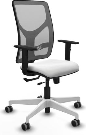 Piqueras y Crespo Stuhl mit Armlehnen, h&ouml;henverstellbare Lendenwirbelst&uuml;tze, ausgestattet mit Syncro/Traslack und Schneideschaum, mit Rollen 65 mm, Parkett, Grau/Wei&szlig;