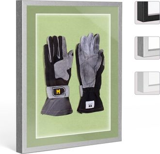 Bildershop-24 Objektrahmen Trikotrahmen aus Massivholz beleuchtet f&uuml;r Objekte bis 15mm VARIO36 3D inkl. LED-Leiste und Passepartout 28x35cm Silber matt (lackiert)