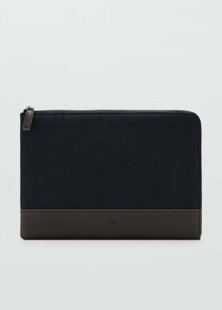 Mango Housse ordinateur portable d&eacute;tails cuir marron - Homme - Taille unique - MANGO MAN