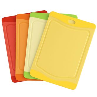 STONELINE Stoneline Schneidebrett Set, 4 teilig, 20 x 14 cm, rot, orange, gr&uuml;n, gelb, Schneidbrett mit Saftrille, rutschfest, Schneidebrett Kunststoff schonend 