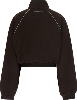 Balenciaga Womens Cropped Sweatshirt Brown Cotton Sweatshirts Sweater