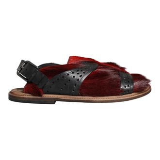 Dolce & Gabbana Gazellenhaar Leder Sandalen Schuhe - - Shoes - Herren - Schwarzk - 43 EU