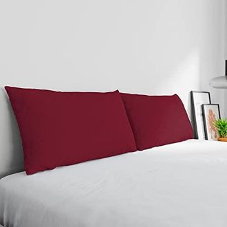 Italian Bed Linen Paar Kissenbez&uuml;ge Max Color 100% Baumwolle, Made in Italy, Gr&ouml;&szlig;e Kissenbezug 50 x 80 cm mit Innenklappe, einfarbig - Bordeaux
