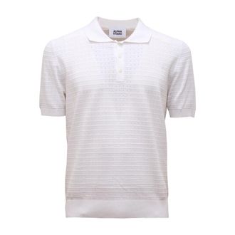 Alpha Studio Au-1151B Perforiertes Strickpolo - - Tops - Herren - Wei&szlig; - L