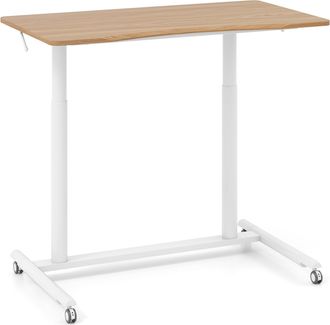 Giantex mobiler Stehschreibtisch, höhenverstellbarer Schreibtisch mit verriegelbaren Rädern & Metallrahmen, rollender Laptop-Schreibtisch, C-förmiger Beistell