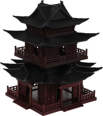 NUOBESTY BESTYASH Miniatur Pavillonfigur aus Resin Asiatische Zen Gartendekoration Vintage Stil Kompakte Aquarien und Feengarten Dekoration Realistische Miniat