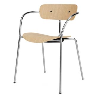 & Tradition Chaise Pavilion AV2 avec accoudoirs, pi&egrave;tement chrom&eacute; - Lot de 2 & Tradition