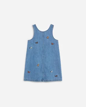 Arket Besticktes Denimkleid -Blau