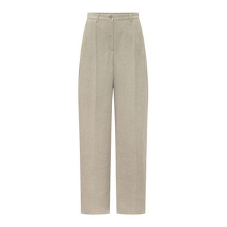 Emporio Armani B&uuml;gelfaltenhose mit geradem Bein - - Trousers - Damen - Beige - L