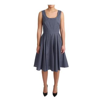 Dolce & Gabbana Blaues Polka Baumwoll A-Linien Kleid - - Dresses - Damen - Blau - M