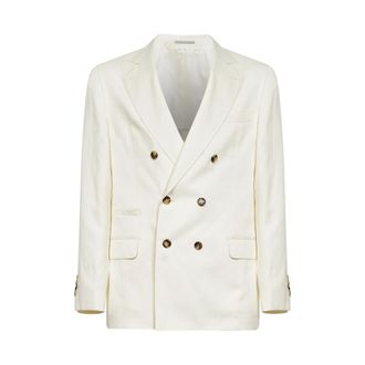 Brunello Cucinelli Homme, Vestes, Beige, Taille: 2XL Blazer Crois&eacute; et Demi