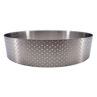 De Buyer De Buyer - Runder Tortenring VALHORNA aus perforiertem Edelstahl - Durchmesser 15,5 cm, Höhe 3,5 cm - 3099.06, Silber