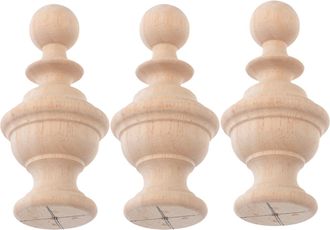 Cabilock Unbehandelte Holzpfostenaufs&auml;tze 3 St&uuml;ck Geschnitzte Treppengel&auml;nder Endst&uuml;cke Selbstgemacht Treppenhaus Dekoration Nat&uuml;rliche Holzmaserung Treppenpfo