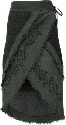 Guru Shop Goa Wickelrock, Tribal Lagenlook Rock, Boho Rock - Grün, Damen, Baumwolle