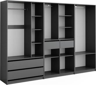 Vicco Kleiderschrank Elmo, Flügeltürenschrank, Anthrazit, 100 x 200 cm 3er Set