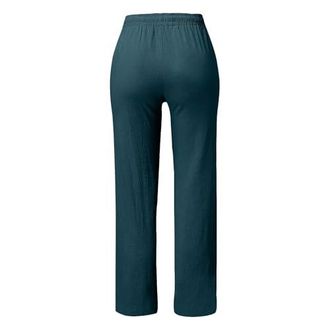 Generic Pantalon Lin Femme &Eacute;t&eacute; D&eacute;contract&eacute;s Pantalons Fluide Mode Coton Chanvre Confortable Jogging Plage R&eacute;tro Pantalon Taille Elastique avec Poches