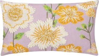 furn. Wylder Nature Chrysantha Kissen mit Blumenmuster, Baumwolle, Bestickt, Federf&uuml;llung