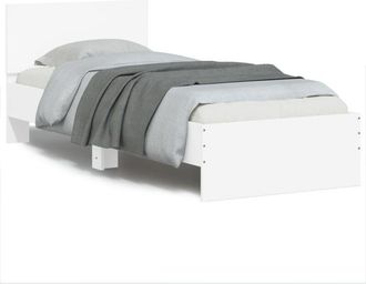 vidaXL Bettgestell mit Kopfteil und LED-Leuchten Wei&szlig; 90x200 cm Vidaxl